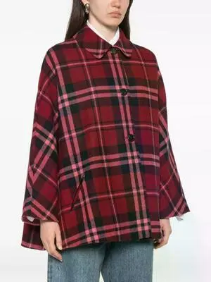 ALICIA AUDREY Clarissa Check-pattern Button-up Reversible Coat