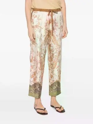 PIERRE-LOUIS MASCIA Floral-print Drawstring-waist Trousers - Neutrals