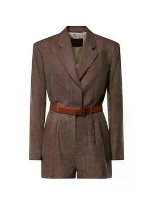 DONDUP Belted Check-pattern Jumpsuit - Brown