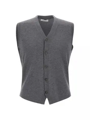KANGRA Button-fastening Ribbed-trim Vest - Grey