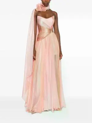 IRIS SERBAN Metallic-print Maxi Dress - Pink