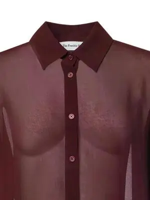 THE FRANKIE SHOP Peri Georgette Sheer Button-up Shirt - Red