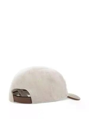 Eleventy Leather-brim Wool Baseball Cap