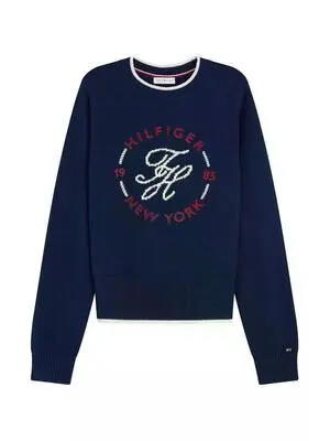 Tommy Hilfiger Logo-embroidered Contrast-trim Sweater