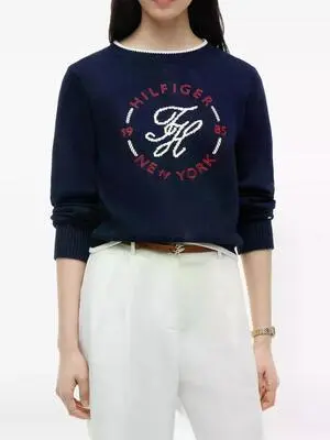 Tommy Hilfiger Logo-embroidered Contrast-trim Sweater