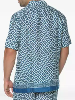 MC2 SAINT BARTH Sifnos Placed Geometric-print Linen Shirt