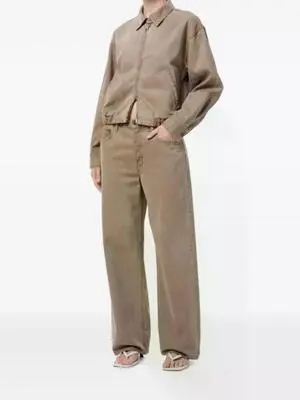 AGOLDE Elasticated-hem Denim Jacket - Brown