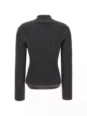 Victoria Beckham Ribbed Wool-cashmere High Neck Sweater - Grey