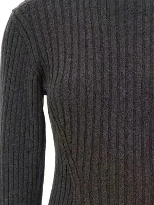 Victoria Beckham Ribbed Wool-cashmere High Neck Sweater - Grey