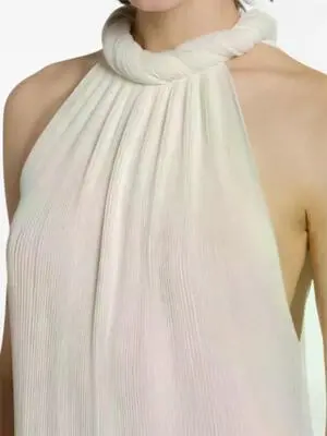 Alberta Ferretti Pleated Halterneck Maxi Dress - Neutrals