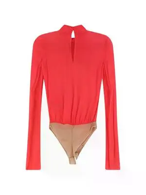 Elisabetta Franchi Gold-tone Hardware Pleated Bodysuit - Red