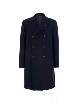 Tagliatore Double-breasted Twill-weave Coat - Blue