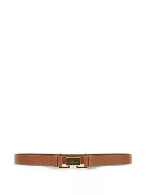 Elisabetta Franchi Logo-plaque Pebbled-effect Belt - Brown