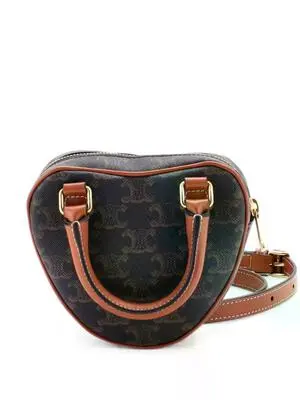 Celine Heart Bag Triomphe Coated Canvas Medium Crossbody Bag - Brown