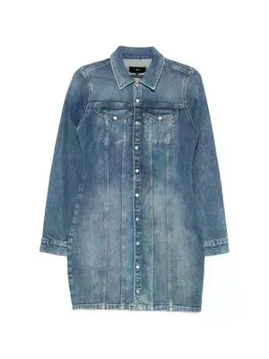 7 For All Mankind Long-sleeve Button-up Mini Dress - Blue