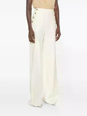 Max Mara Button-embellished High-waisted Wide-leg Trousers