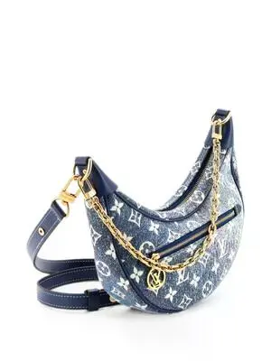 LOUIS VUITTON Monogram Jacquard Denim Loop Hobo Bag - Blue