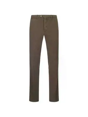 Kiton Logo-patch Straight-leg Trousers - Brown
