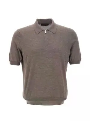 GRAN SASSO Half-zip Short-sleeve Polo Shirt - Brown