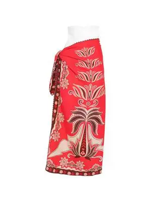 Farm Rio Ainika Floral-print Maxi Skirt - Red