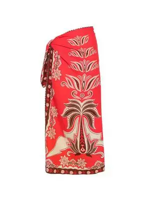 Farm Rio Ainika Floral-print Maxi Skirt - Red