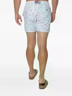 MC2 SAINT BARTH Lighting Micro Stretch Palm Tree-print Swim Shorts - Blue