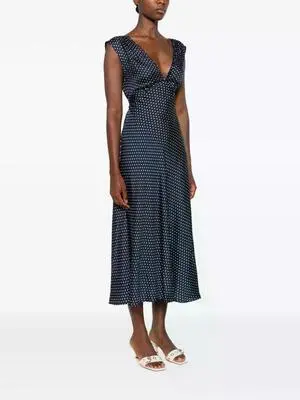 DÔEN Tahlia Polka-dot Midi Dress - Blue