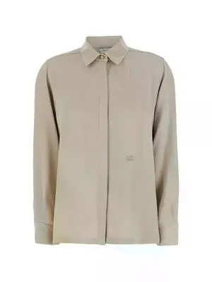 Max Mara Mxmgeranio Logo-embroidered Shirt - Neutrals