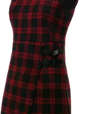 Pinko Mini Check-pattern Buckle-detail Dress