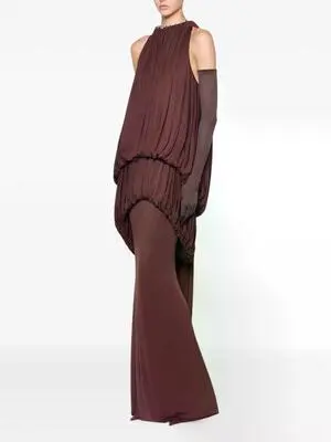 CHATS BY C.DAM Mayer Draped Bodice Maxi Dress With Hardware Detail - Red