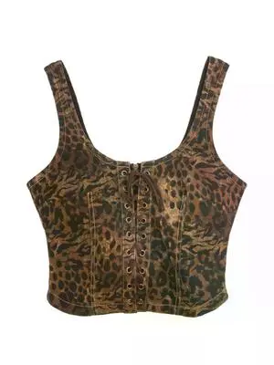 Juicy Couture Lace-up Leopard-print Corset