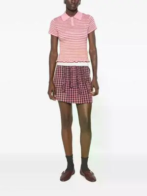 DAMSON MADDER Glinda Ruffled Checked Mini Skirt - Pink