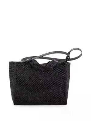 Loewe Paula's Ibiza Logo Convertible Raffia Mini Tote Bag - Black