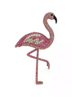 Max Mara Flamingo Rhinestone-embellished Brooch