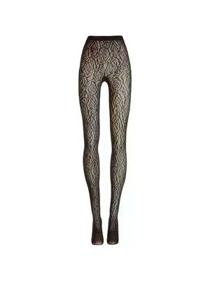 Wolford Lace-effect Tights - Black