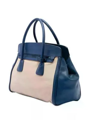 Prada Saffiano Cuir Trimmed Canapa Satchel