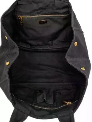 Prada 2013-2026 Large Canvas Canapa Logo Tote Satchel - Black
