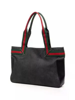 Gucci 2000-2015 Denim Web Tote Bag