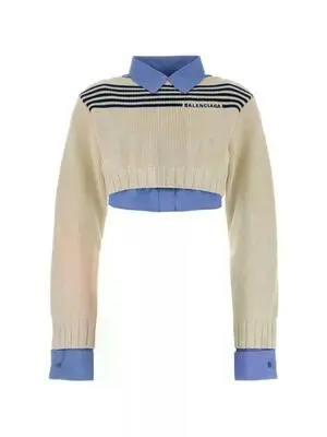 Balenciaga Striped Layered-effect Sweater - Neutrals