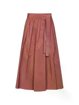 Max Mara Pleated Belted Midi Skirt - Pink