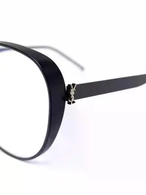 Saint Laurent Polished-effect Round-frame Glasses