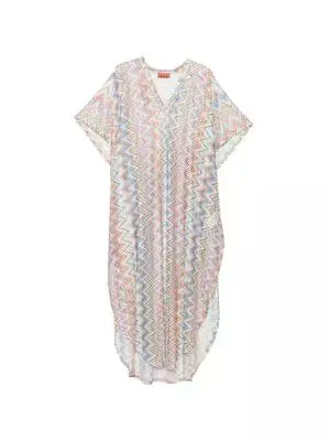 Missoni Zigzag-knit Maxi Kaftan Dress - Blue