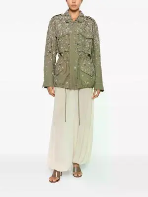 NOUVELLE VAGUE Crystal-embellished Zip-up Cotton Jacket
