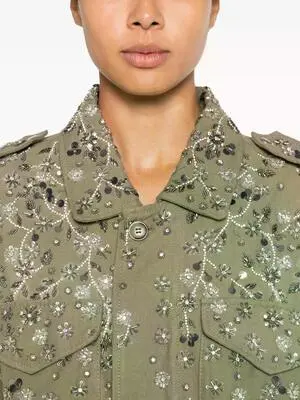 NOUVELLE VAGUE Crystal-embellished Zip-up Cotton Jacket