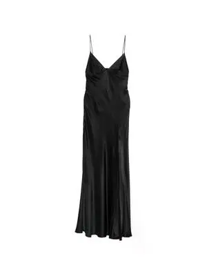 Alberta Ferretti Satin-finish Side-slit Maxi Dress