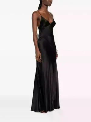Alberta Ferretti Satin-finish Side-slit Maxi Dress