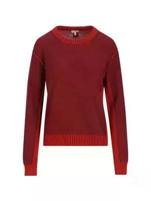 Loewe Anagram-embroidered Ribbed-trim Sweater - Red