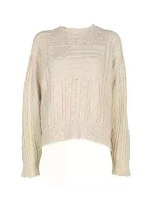 Denimist Distressed Cable-knit Sweater