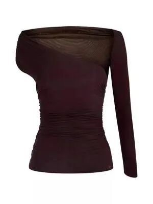 Elisabetta Franchi Asymmetric Ruched Top - Brown