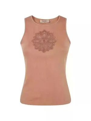 TWINSET Lace-appliqué Ribbed Top - Brown